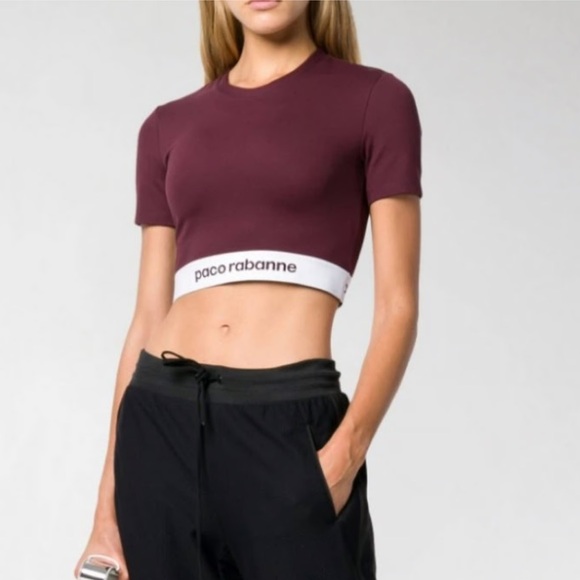 Paco Rabanne | Tops | Nwt Paco Rabanne Maroon Bodyline Crop Top M ...